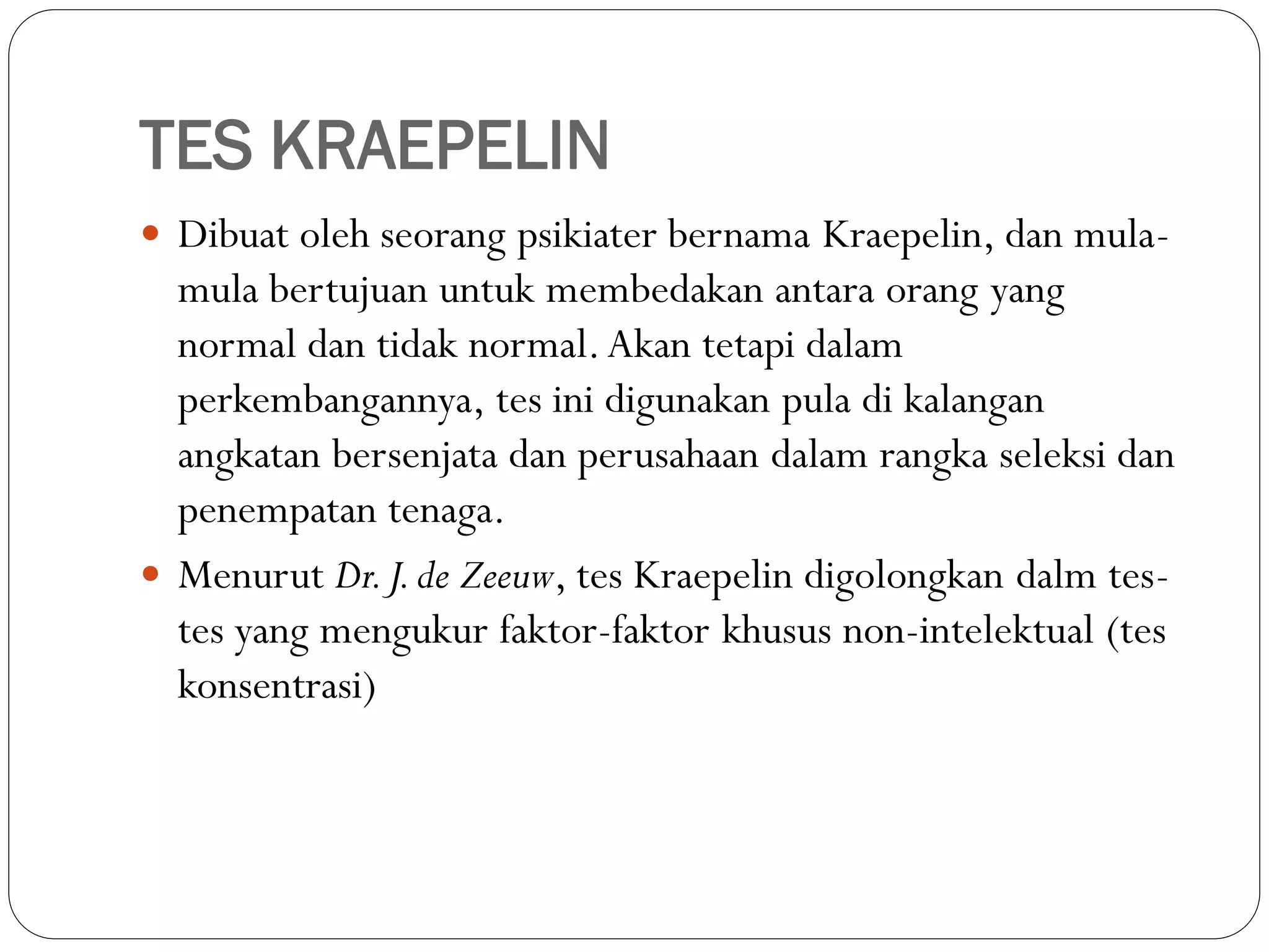 Tes kraepelin | PDF
