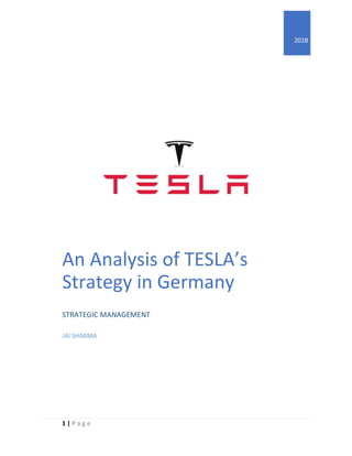 An Analysis of TESLA’s Strategy in Germany STRATEGIC MANAGEMENT | PDF