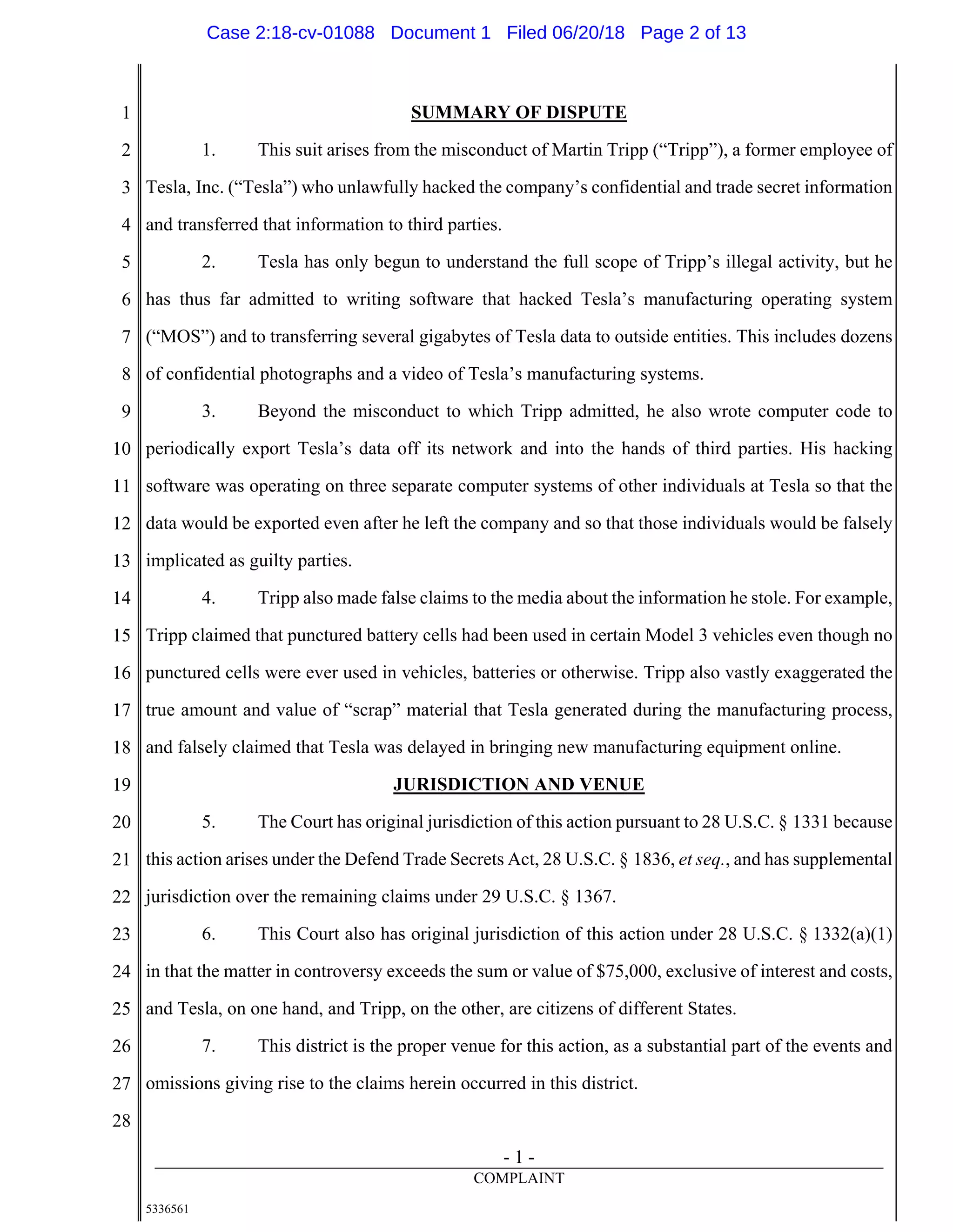 Tesla lawsuit | PDF