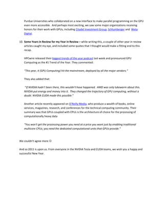 2010 in Review: Nvidia Tesla GPU | PDF