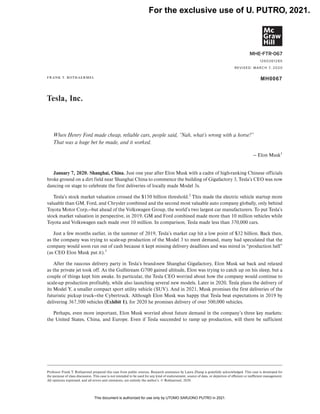 Tesla background story for electric car case study | PDF