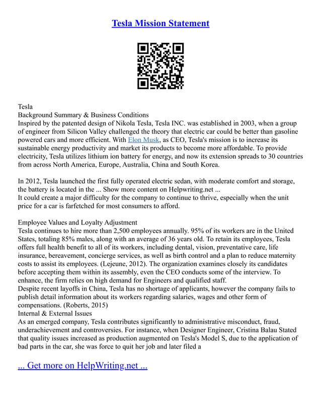 Tesla Mission Statement | PDF