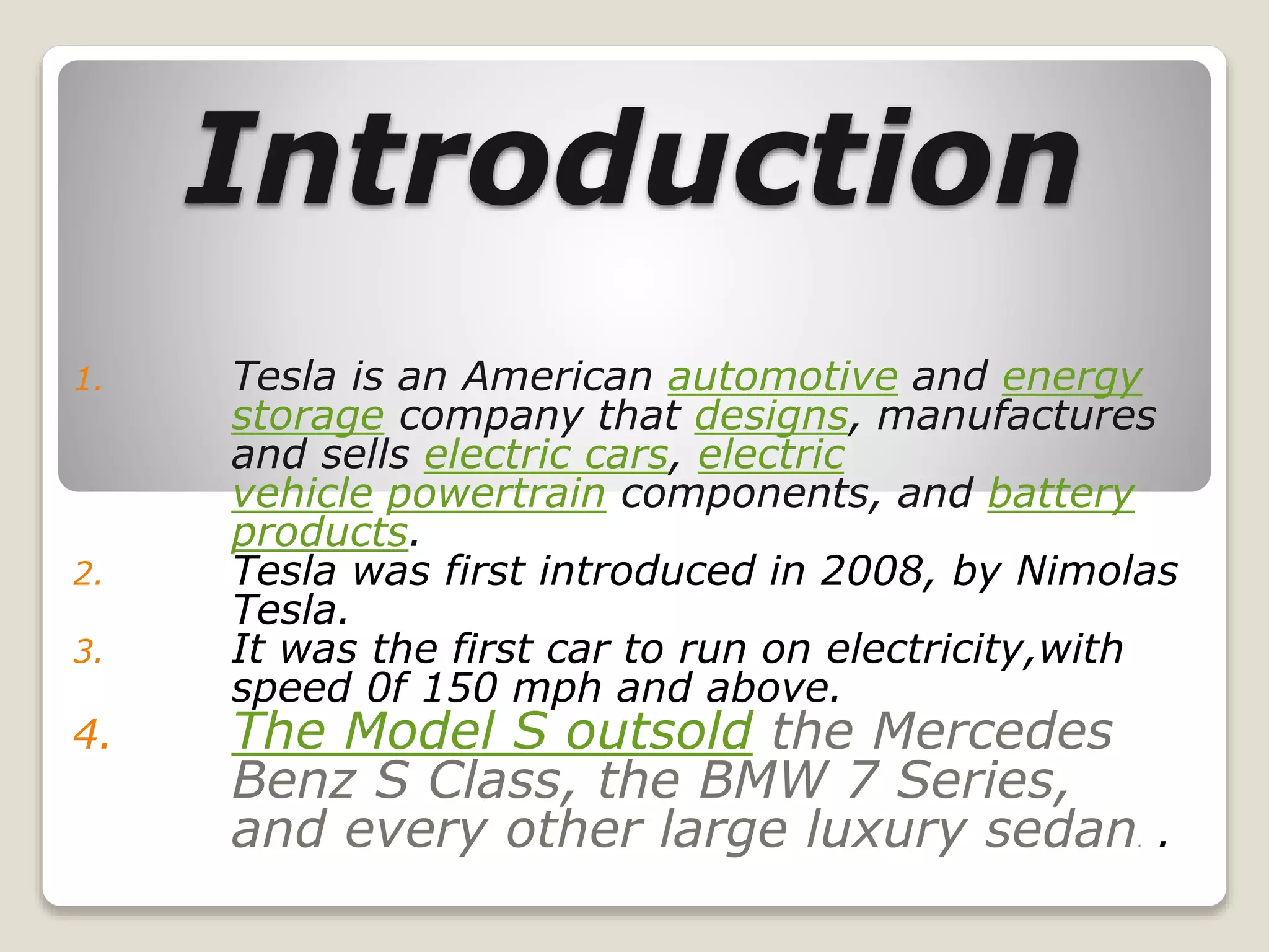 Tesla ppt | PPTX | Automotive Industry | Industries