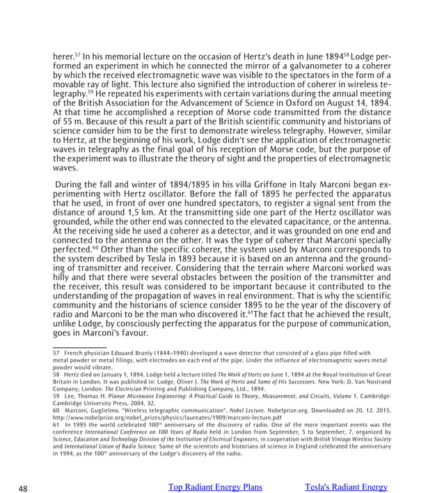 Tesla's Radiant Energy and Tesla's World System | PDF