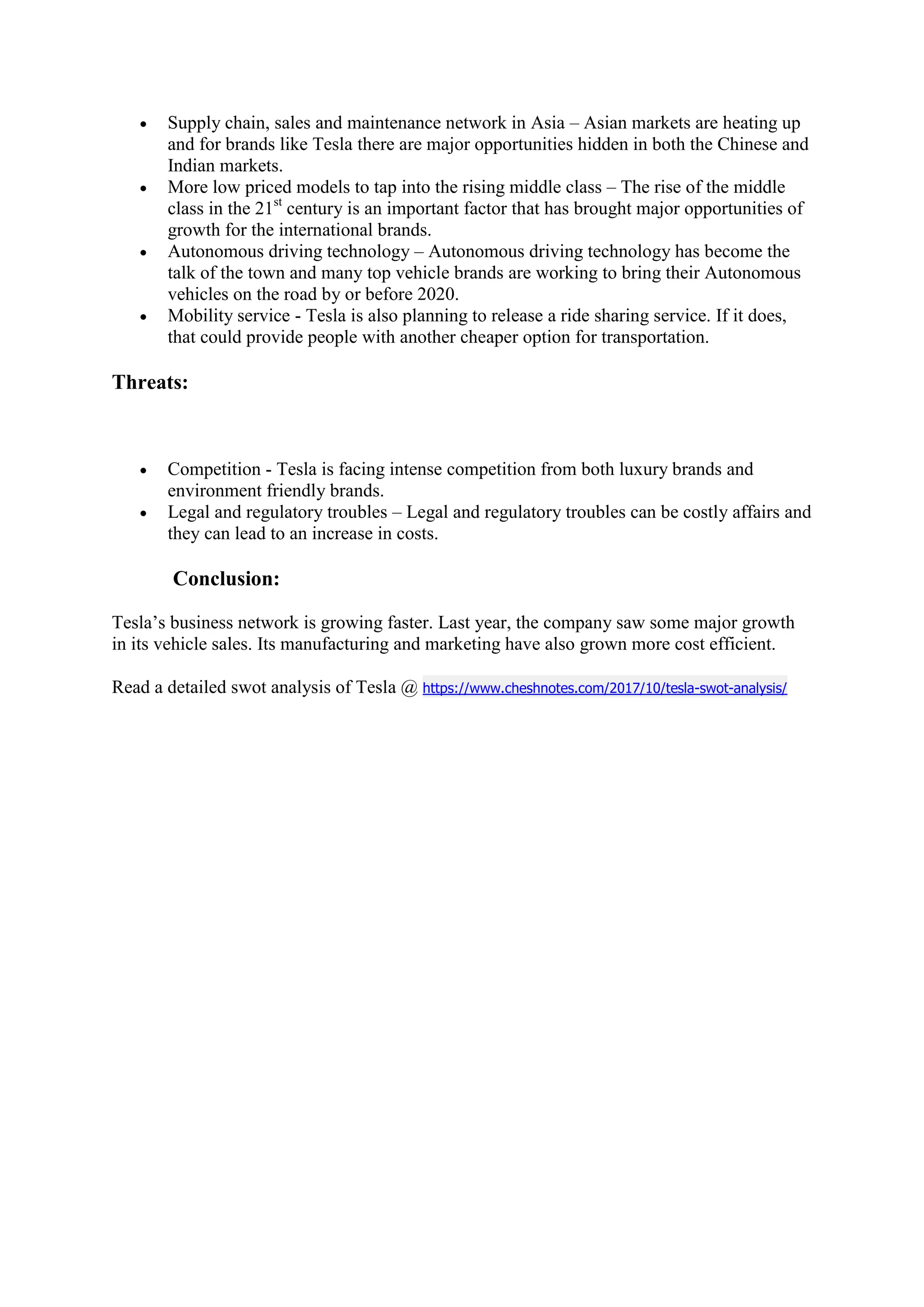 Tesla swot analysis by Notesmatic | PDF