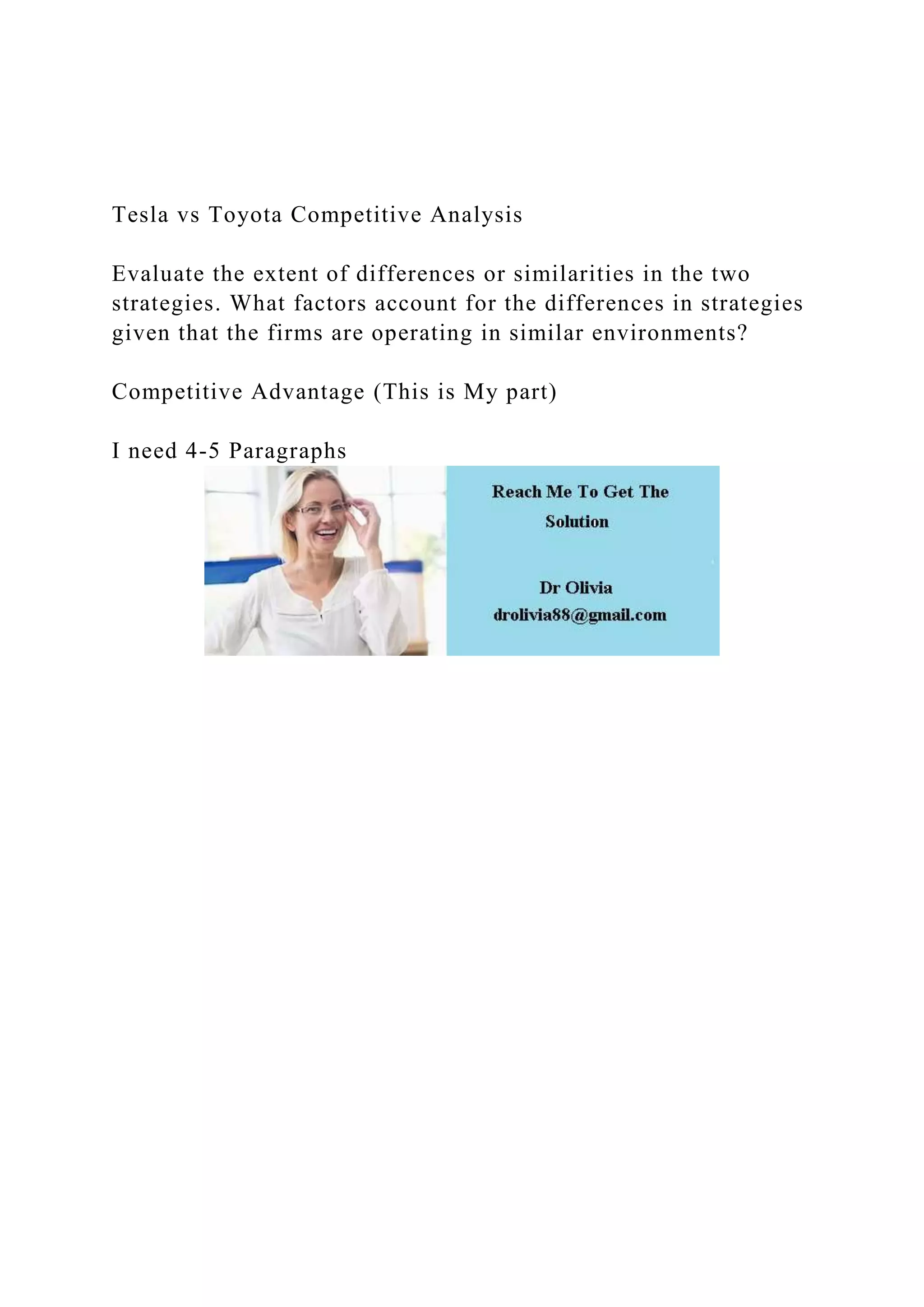 Tesla vs Toyota Competitive AnalysisEvaluate the extent of d.docx