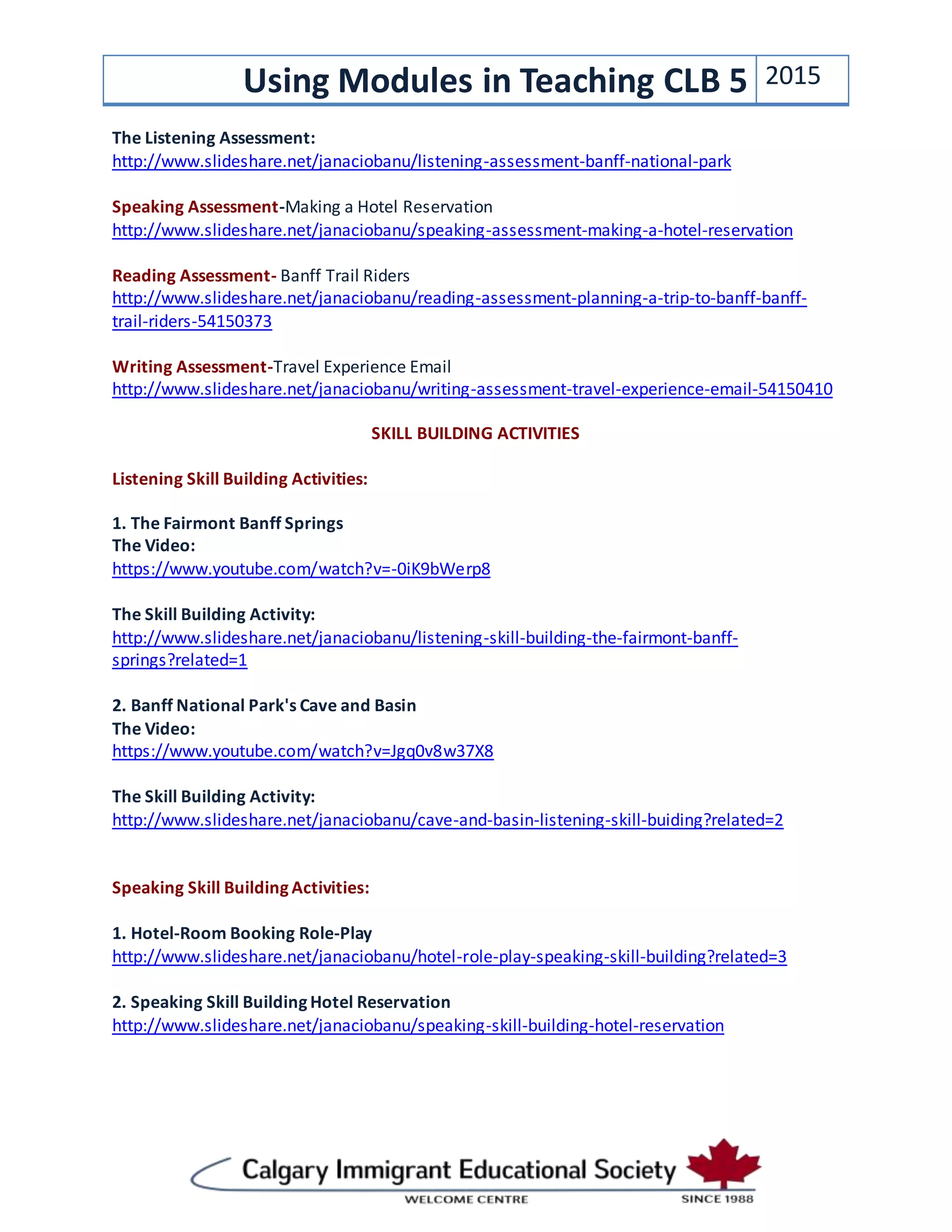 Using Modules in Teaching CLB 5 Handout | DOCX