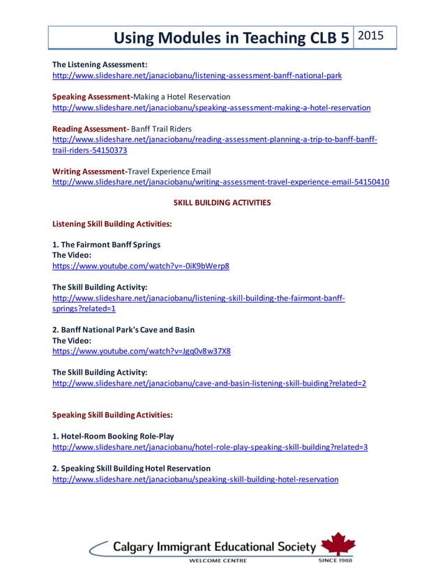 Using Modules in Teaching CLB 5 Handout | DOCX