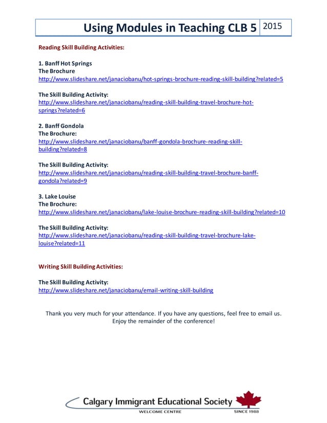 Using Modules in Teaching CLB 5 Handout | DOCX