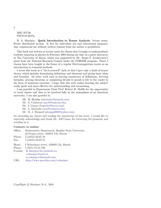 Quick Introductions to Tensor Analysis.pdf