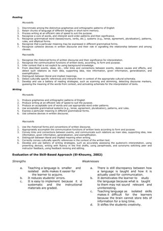 TESOL 109 - The Skills-based Syllabus Design | DOC