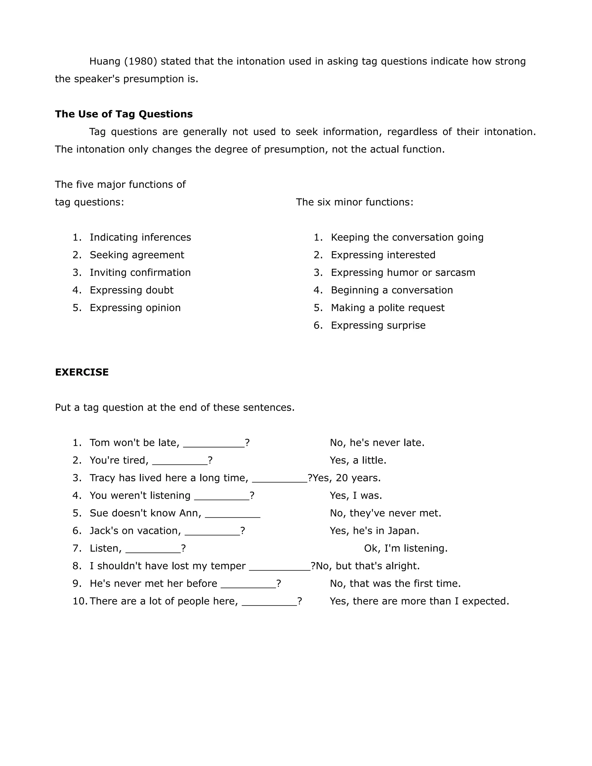 TESOL 102 - Tag Questions in English (Presentation) | ODT