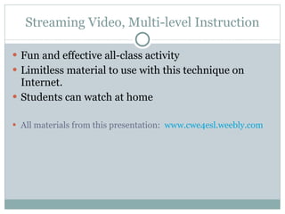 Improving Listening Skills in Multi-Level Classes With Streaming Video ...