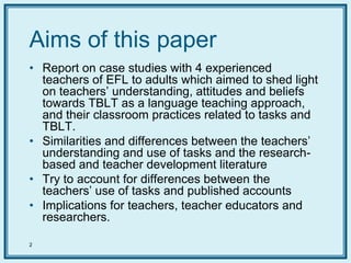 Task-based L2 pedagogy from the teacher’s point of view | PPT