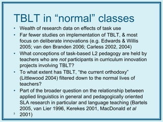 Task-based L2 pedagogy from the teacher’s point of view | PPT