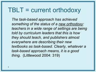 Task-based L2 pedagogy from the teacher’s point of view | PPTX