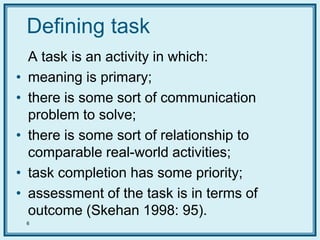 Task-based L2 pedagogy from the teacher’s point of view | PPT