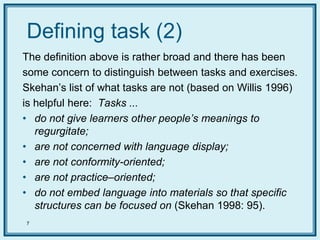 Task-based L2 pedagogy from the teacher’s point of view | PPT