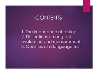 Fundamental concepts and principles in Language Testing | PPTX