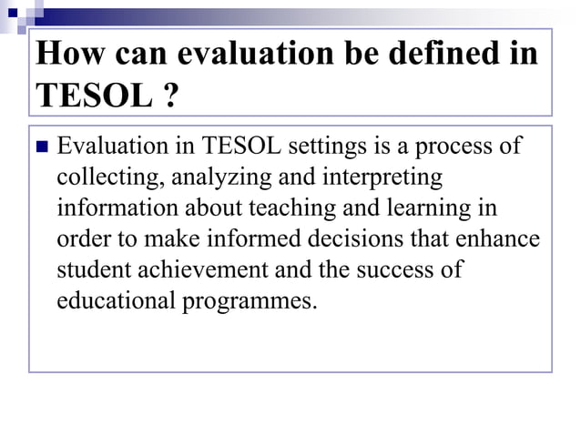 TESOL evaluation | PPTX