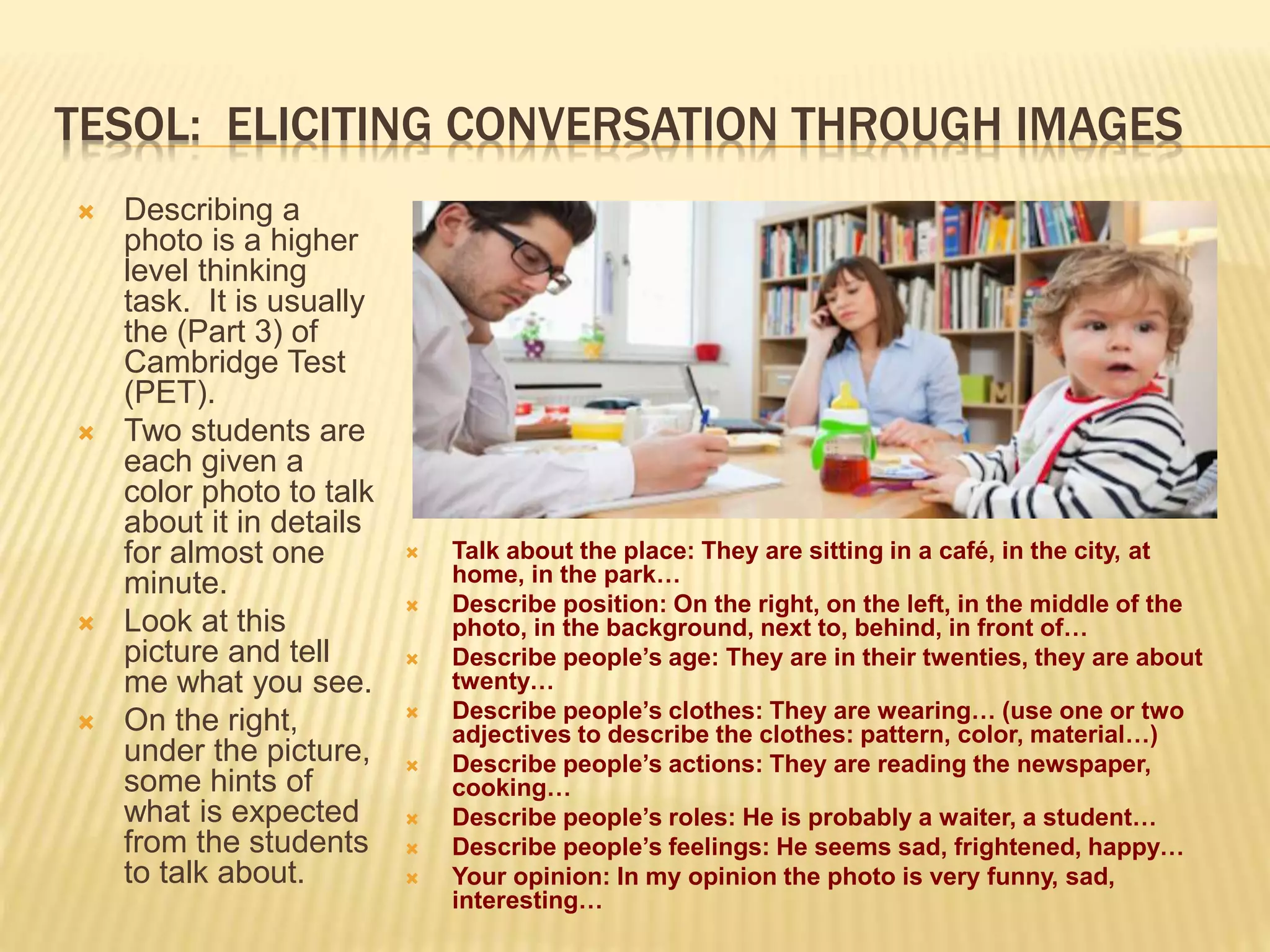 Tesol teaching conversation through images | PPT