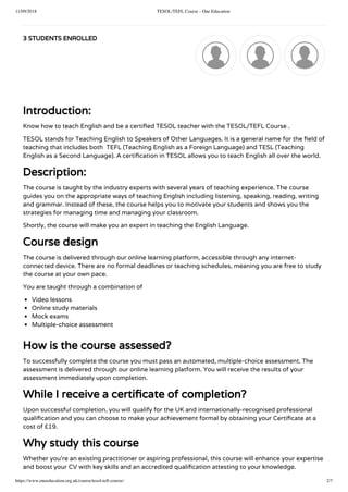 TESOL_TEFL Course - One Education | PDF