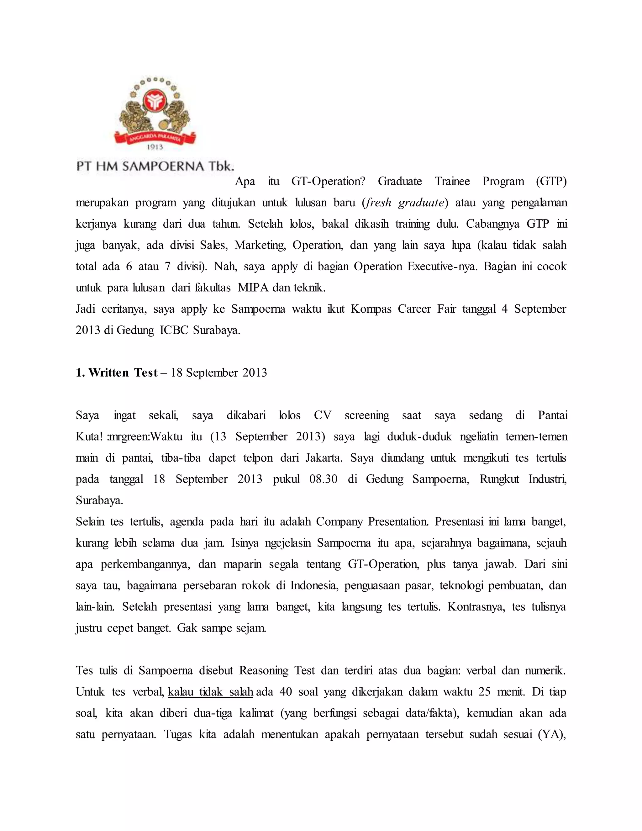 Tes sampoerna | DOCX