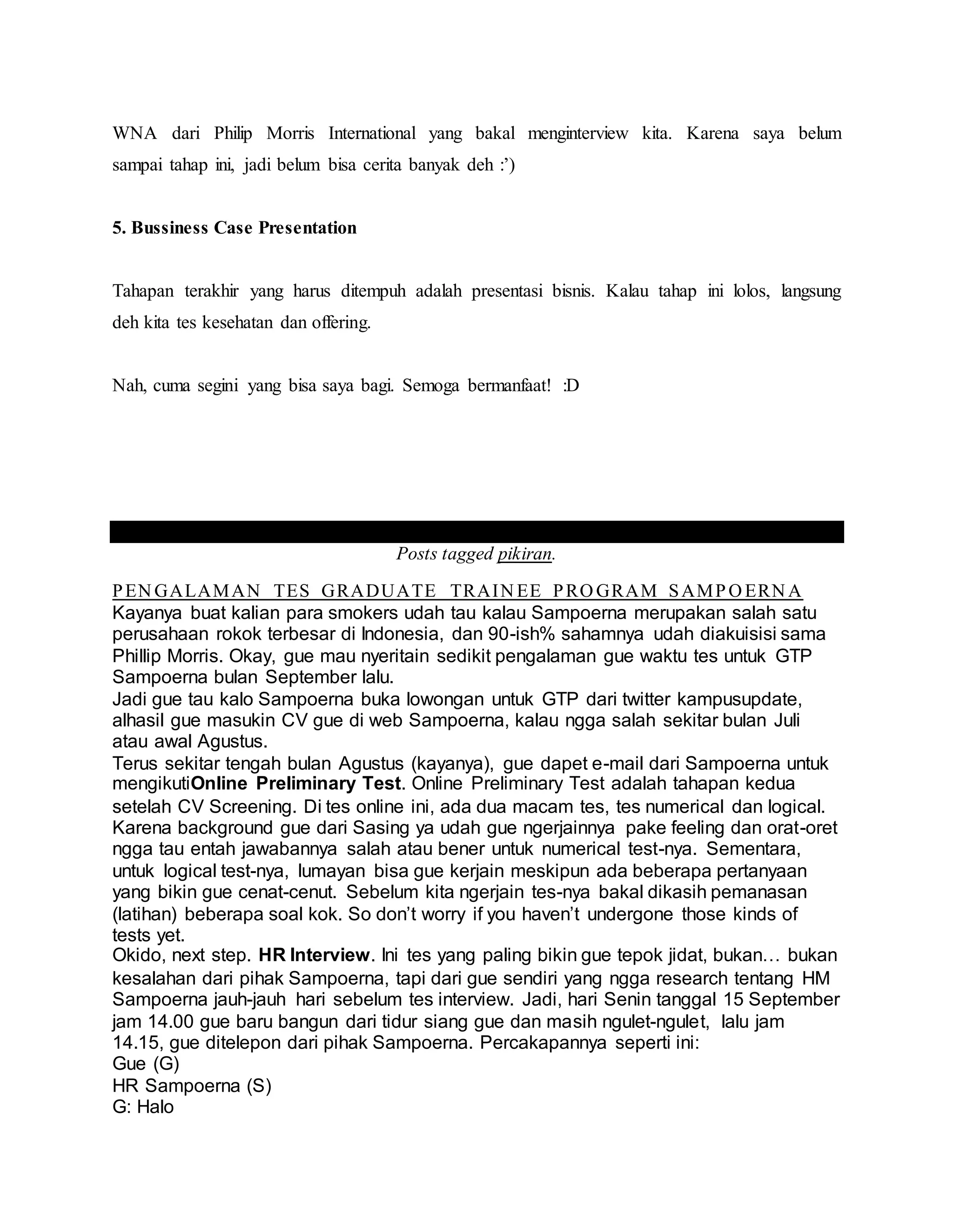 Tes sampoerna | DOCX