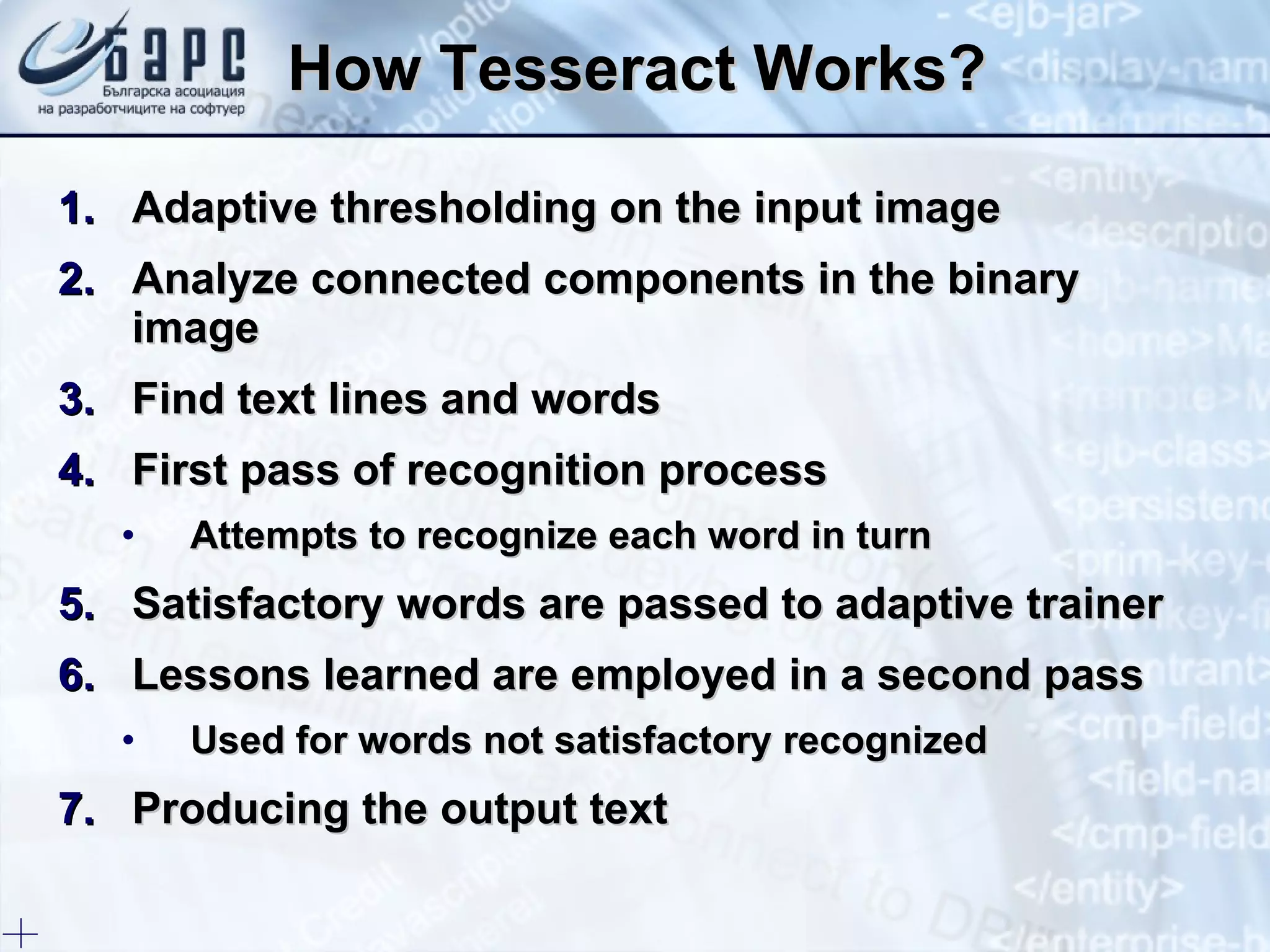Tesseract OCR Engine - OpenFest 2009 | PPT