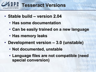 Tesseract OCR Engine - OpenFest 2009 | PPT
