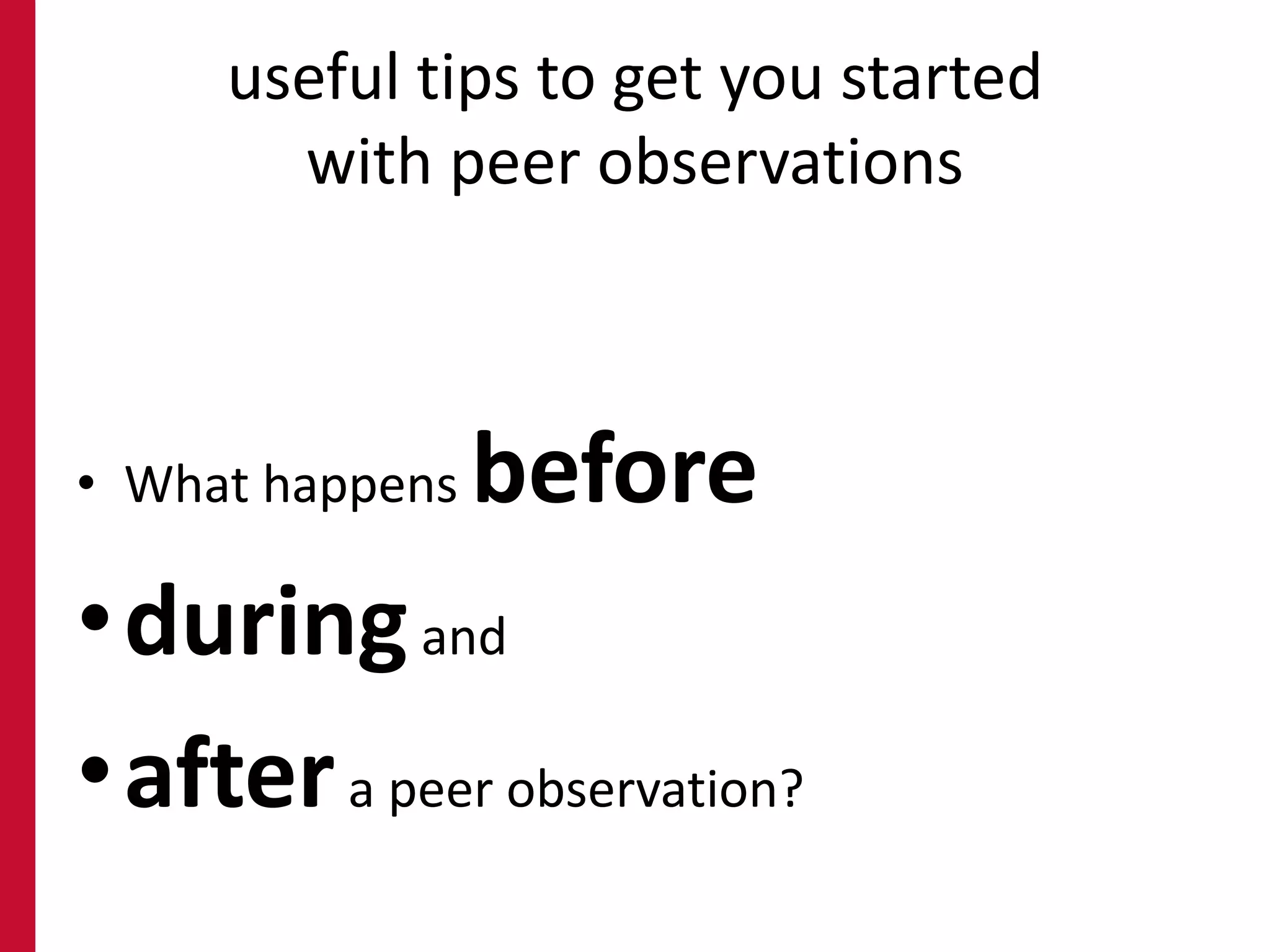 Peer Observation Tips for TESS | PPTX
