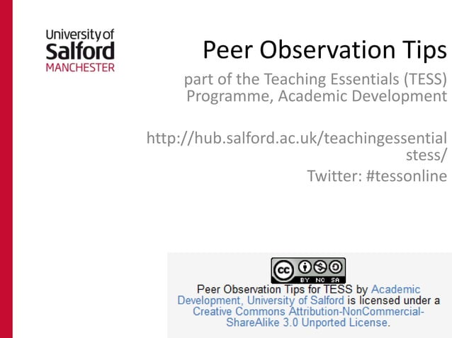 Peer Observation Tips for TESS | PPT
