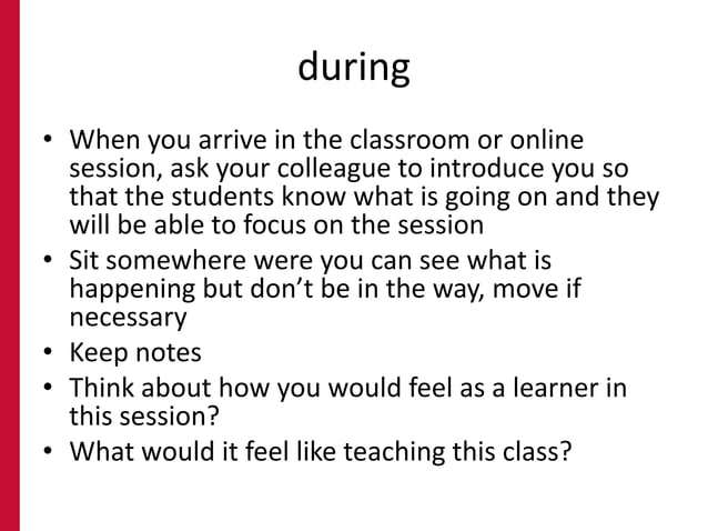 Peer Observation Tips for TESS | PPT