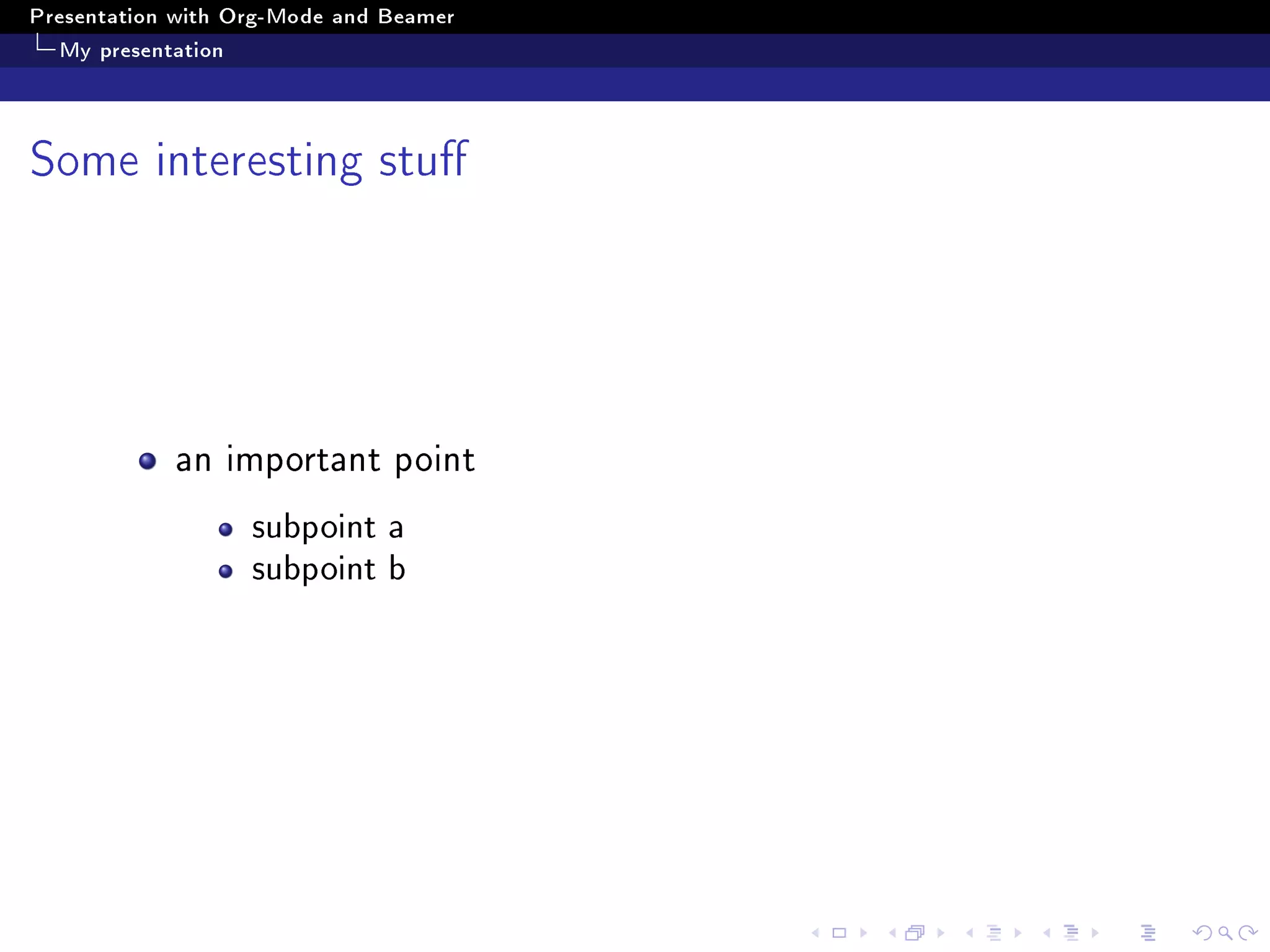 Example Presentation using org-mode and beamer | PPT
