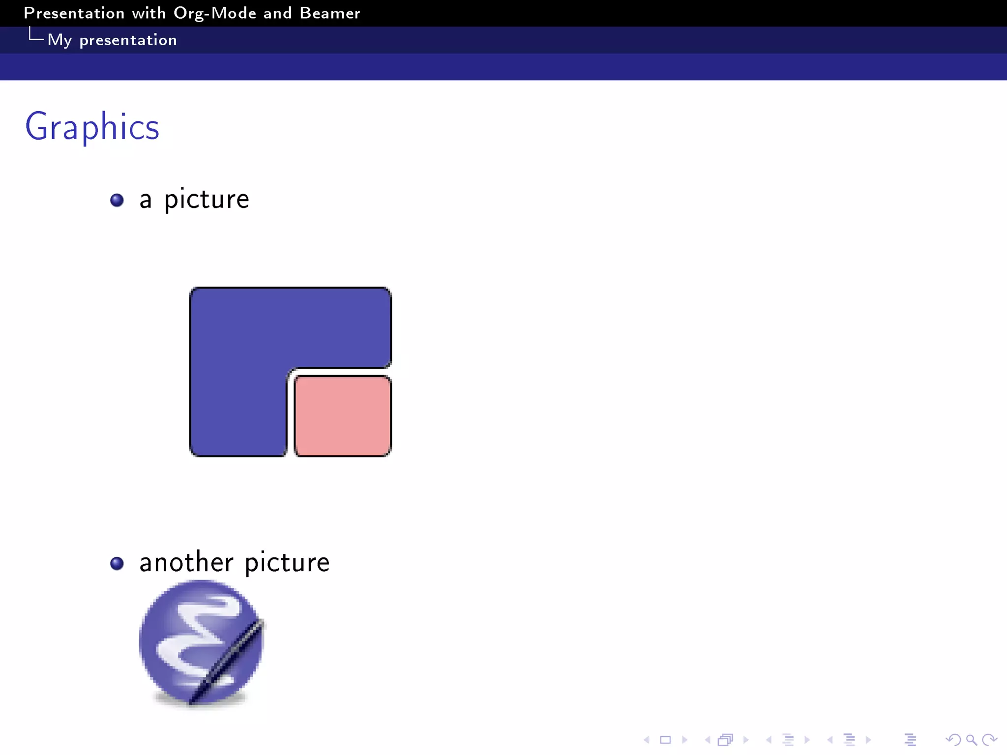 Example Presentation using org-mode and beamer | PDF