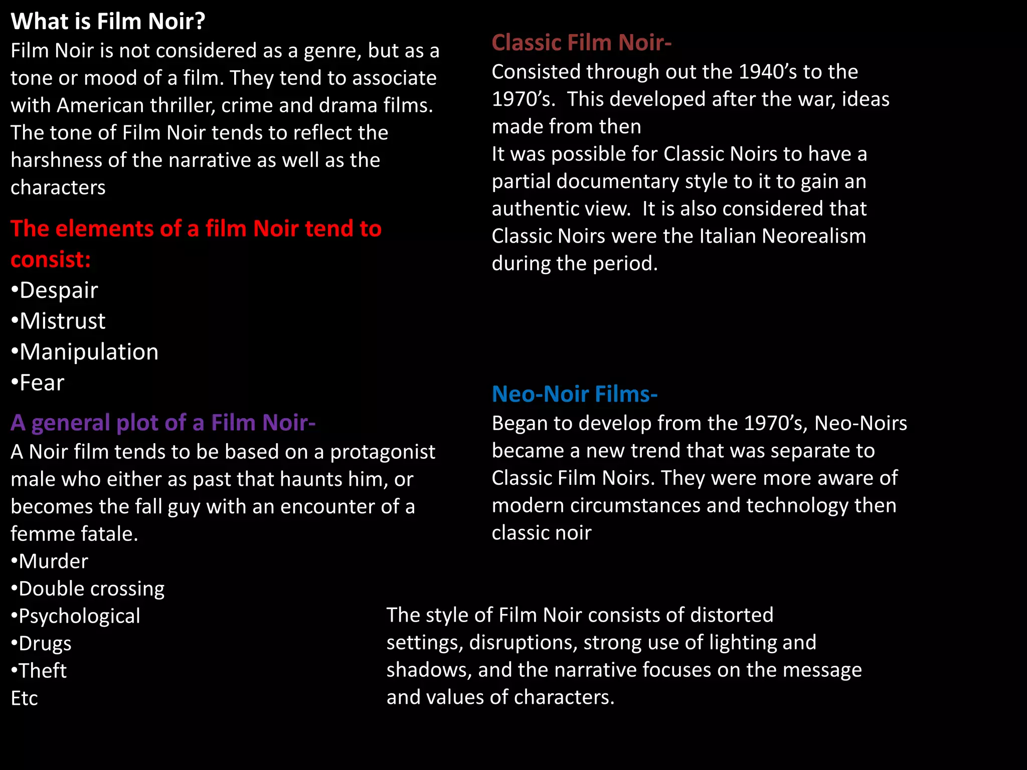 Film Noir conventions | PPTX