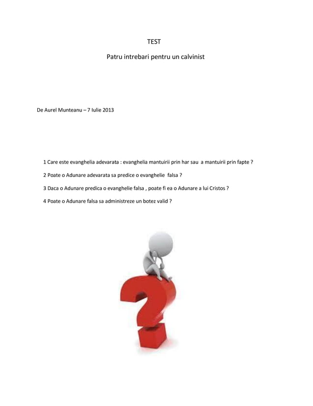 Test . Patru intrebari pentru un calvinist | PDF