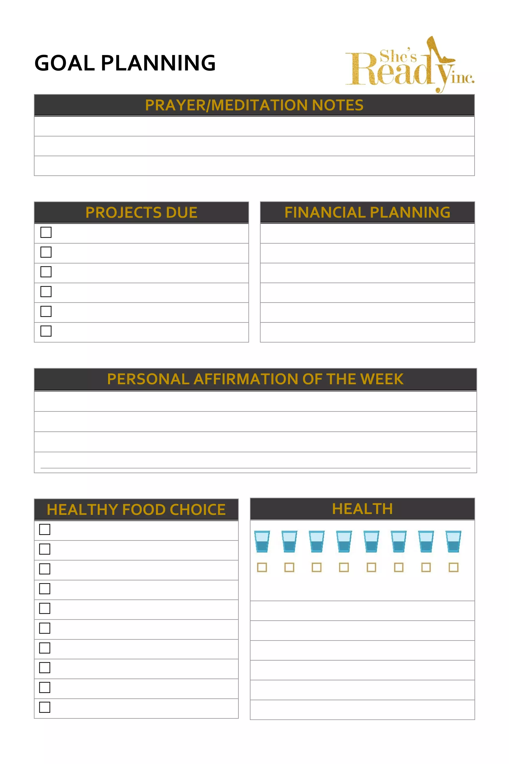 Goal Planning Fillable Form | PDF