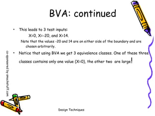 Test design techniques | PPT | Programming Languages | Computing