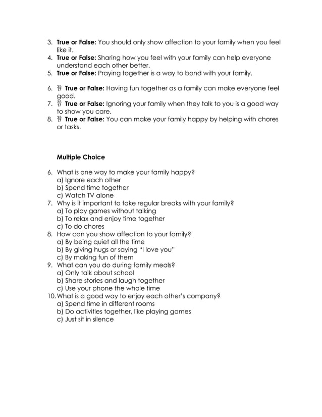 CHRISTIAN LIVING TEST SAMPLE GRADE 2 LEVEL | DOCX