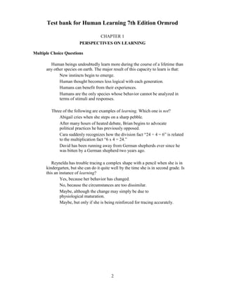 Test bank-for-human-learning-7th-edition-ormrod | PDF