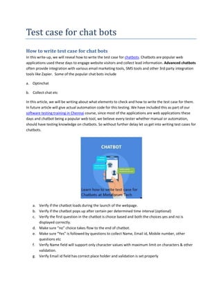 Test case for chatbots | PDF