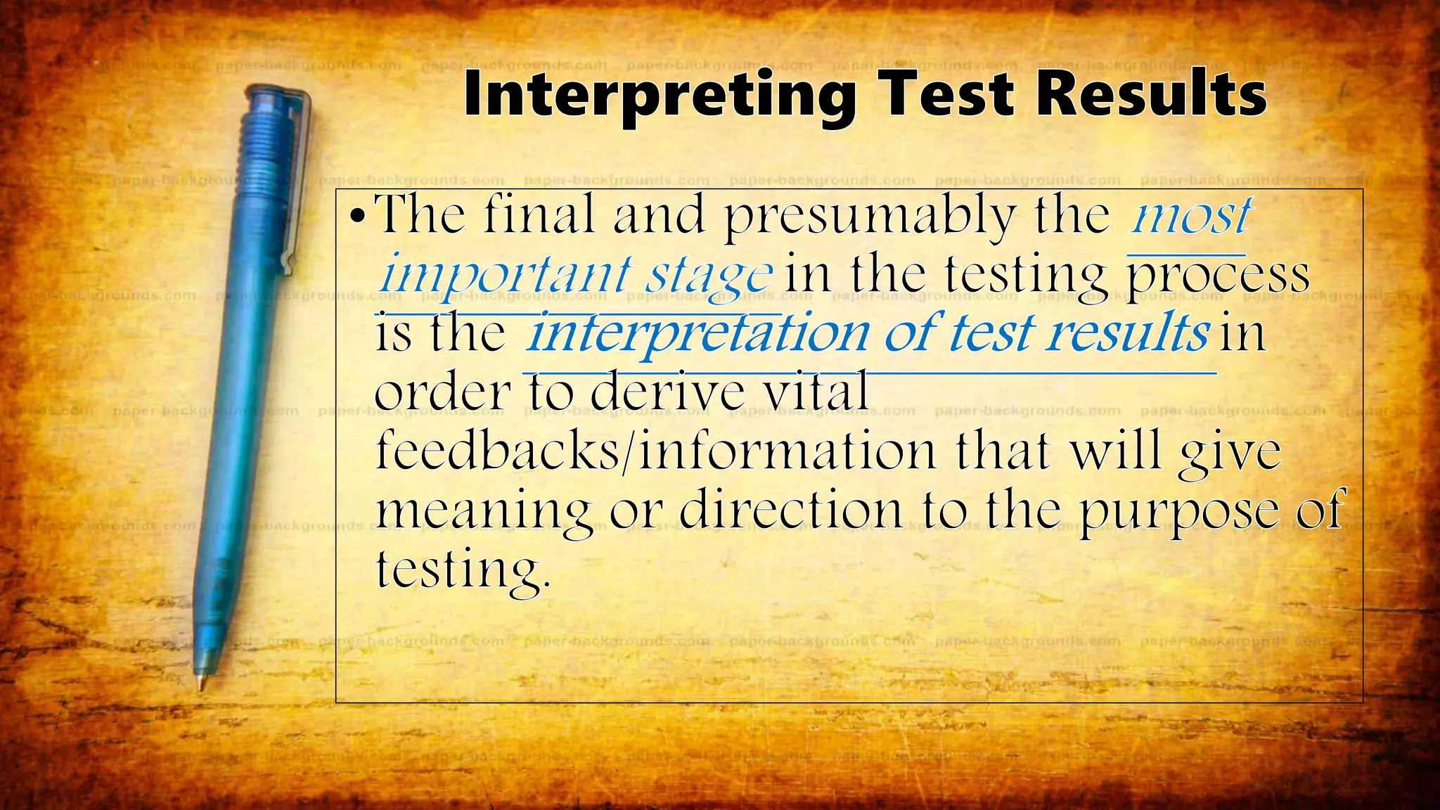 Interpreting Test Results | PPT
