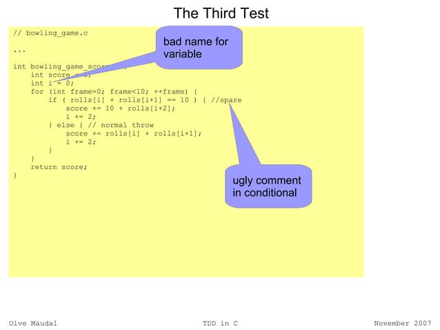 Test driven development in C