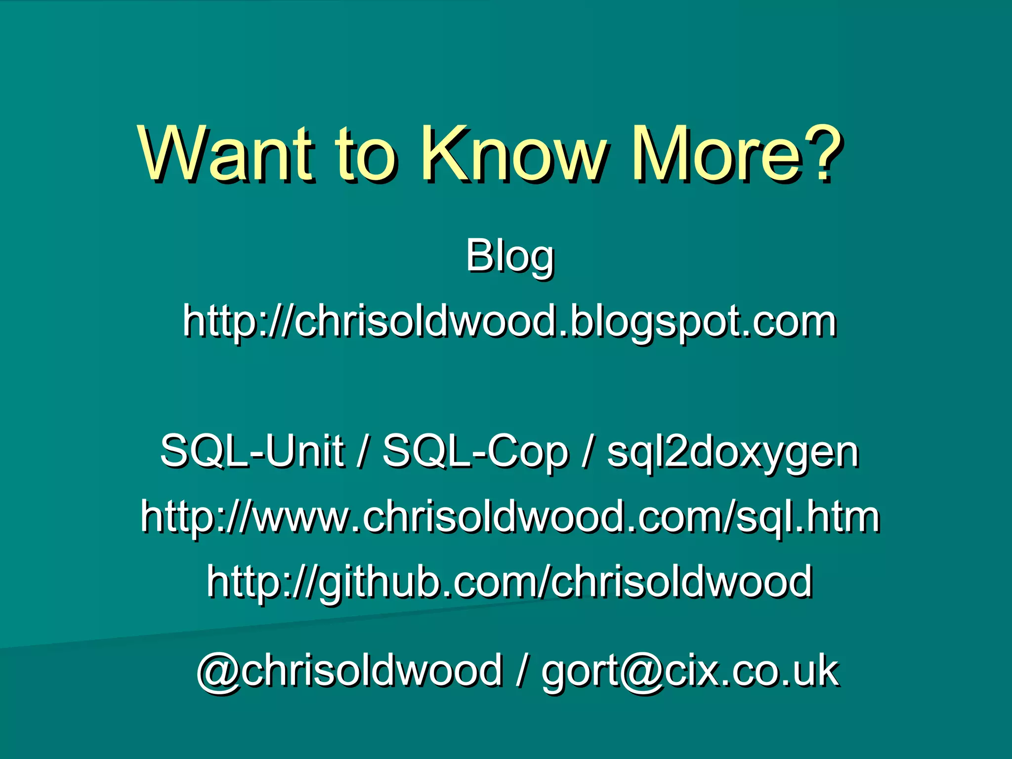 Test-Driven SQL | PPT