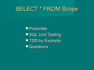Test-Driven SQL | PPT
