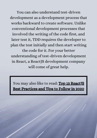 Test driven development and react js application go hand in hand | PDF