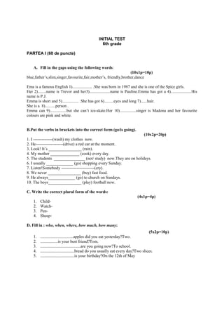 Test initial-6 (writing acivities) | PDF