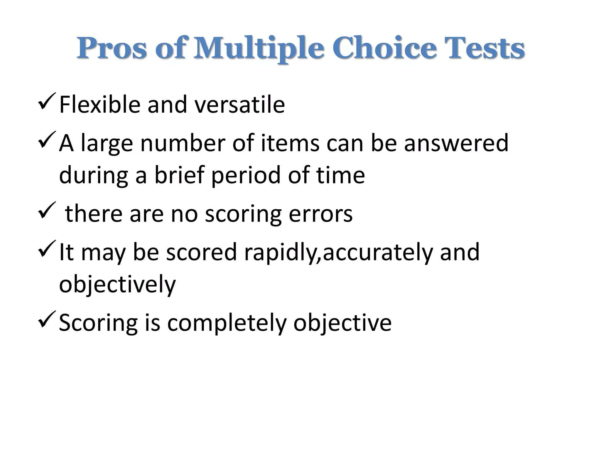 Test item formats: definition, types, pros and cons | PPTX