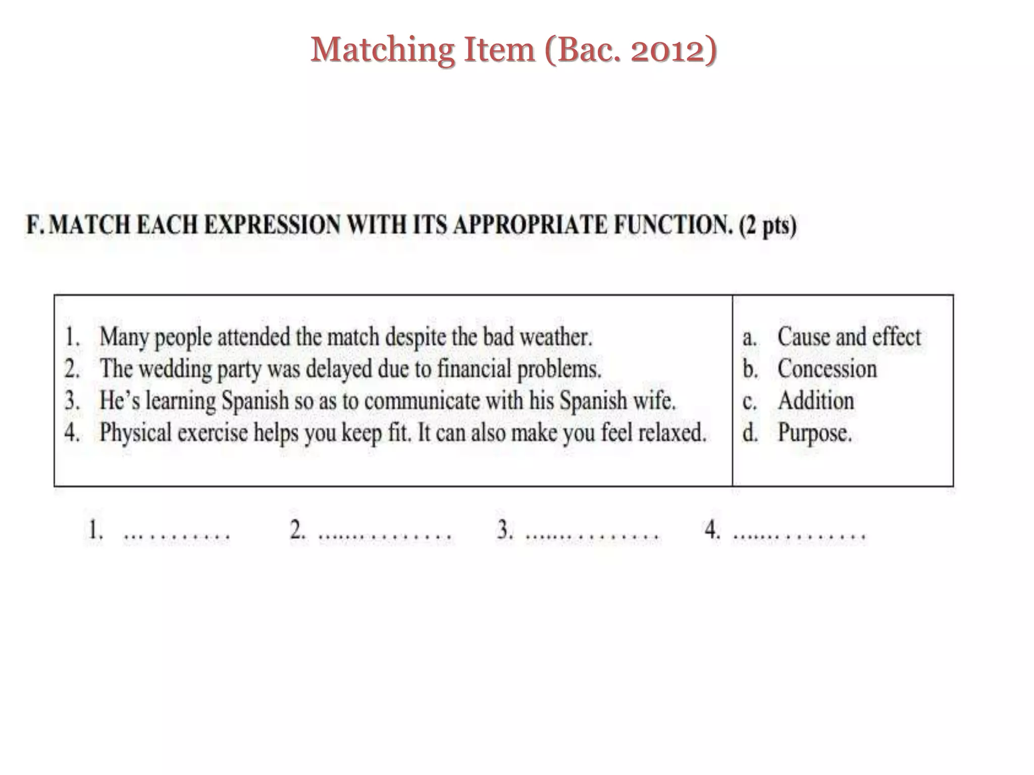 Test item formats: definition, types, pros and cons | PPTX